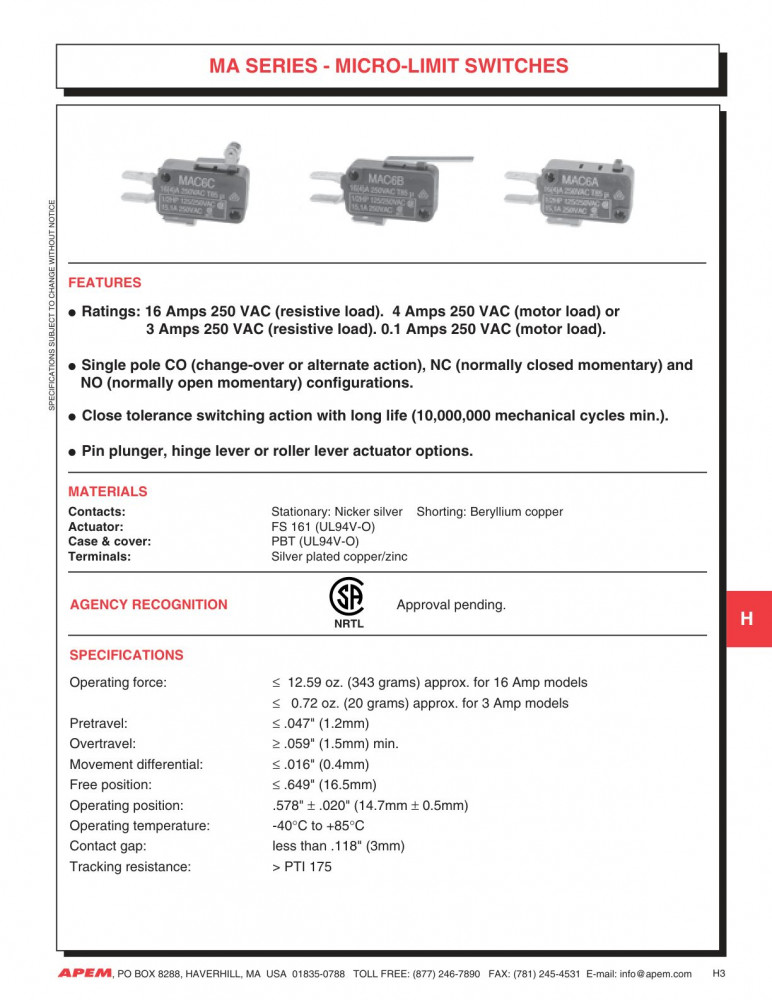 APEM MBD5D datasheet page 3