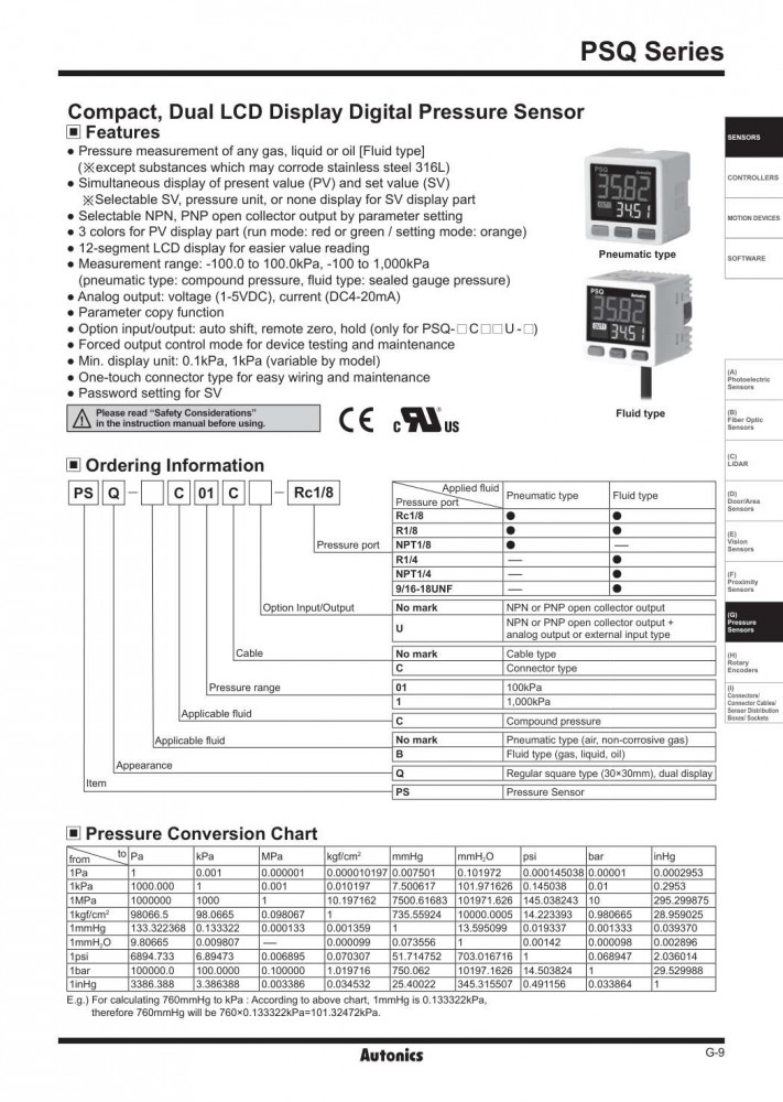 Autonics PSQ technical document page 1