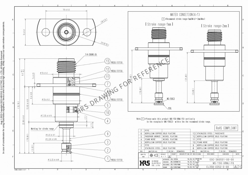 HRS MS-156-HRMJ-F6 technical drawing preview