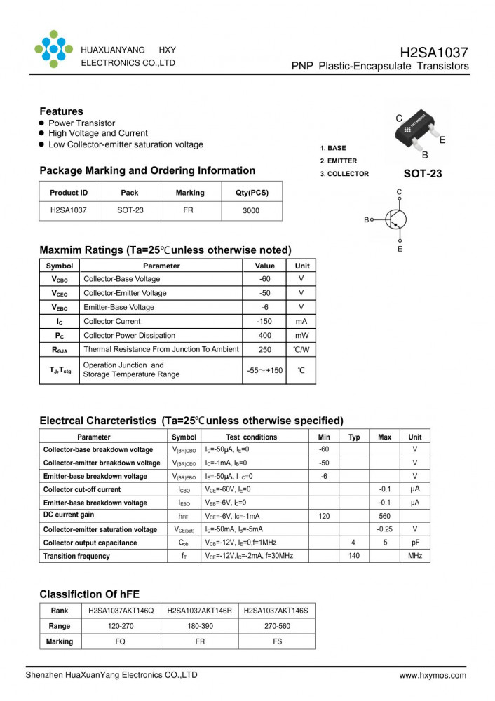 H2SA1037AKT146R datasheet page 1