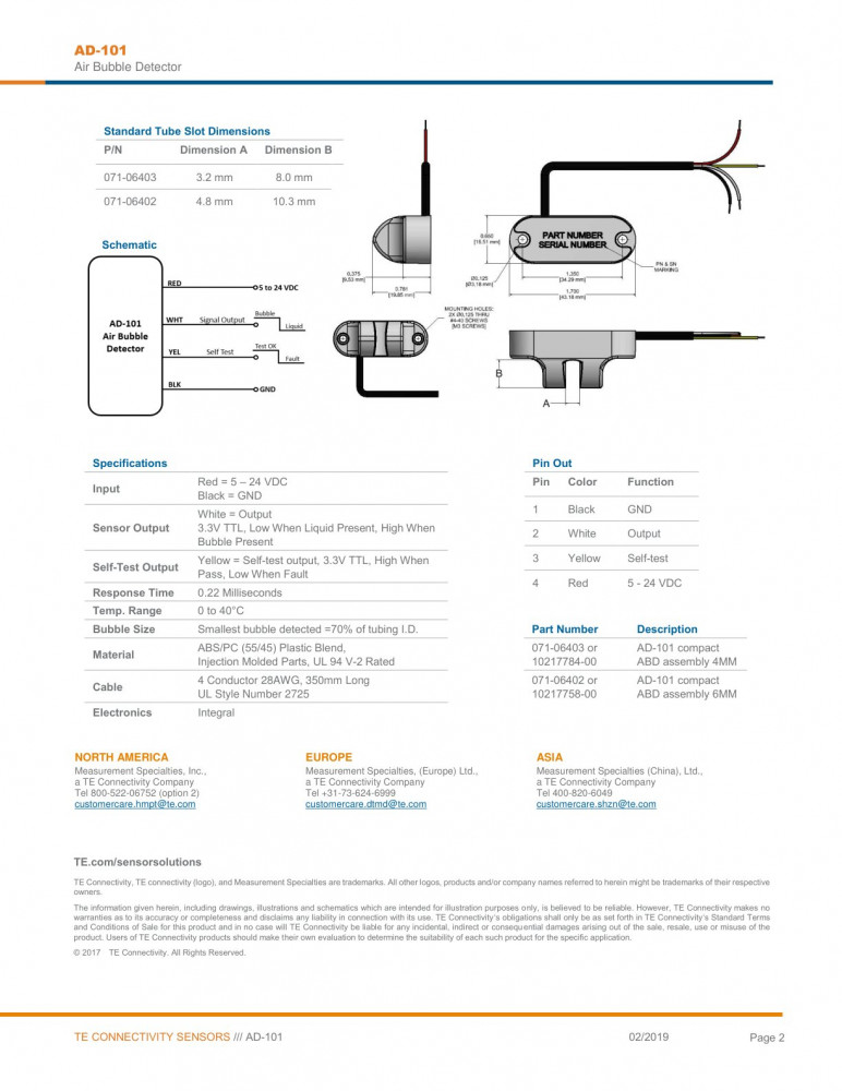 071-06403 AD-101 air bubble detector documentation page 2