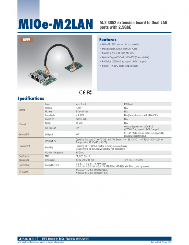 MIOe-M2LAN product documentation page 1