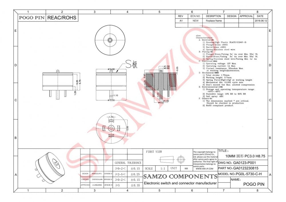 SAMZO PG0L-5730-C-H technical drawing