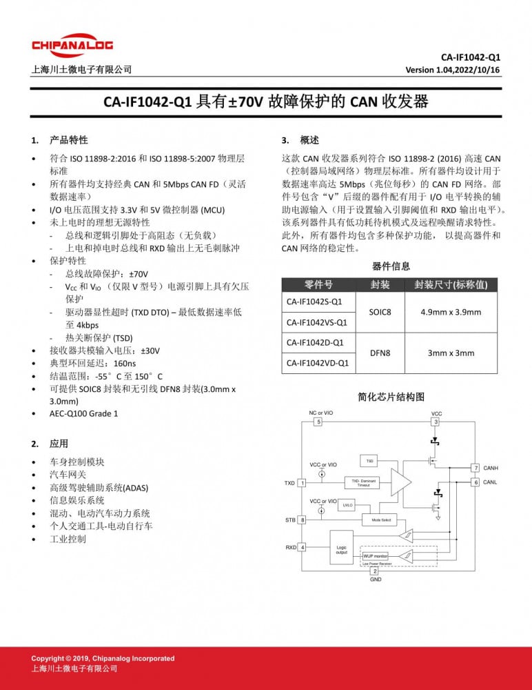 CA-IF1042VS-Q1 datasheet page 1