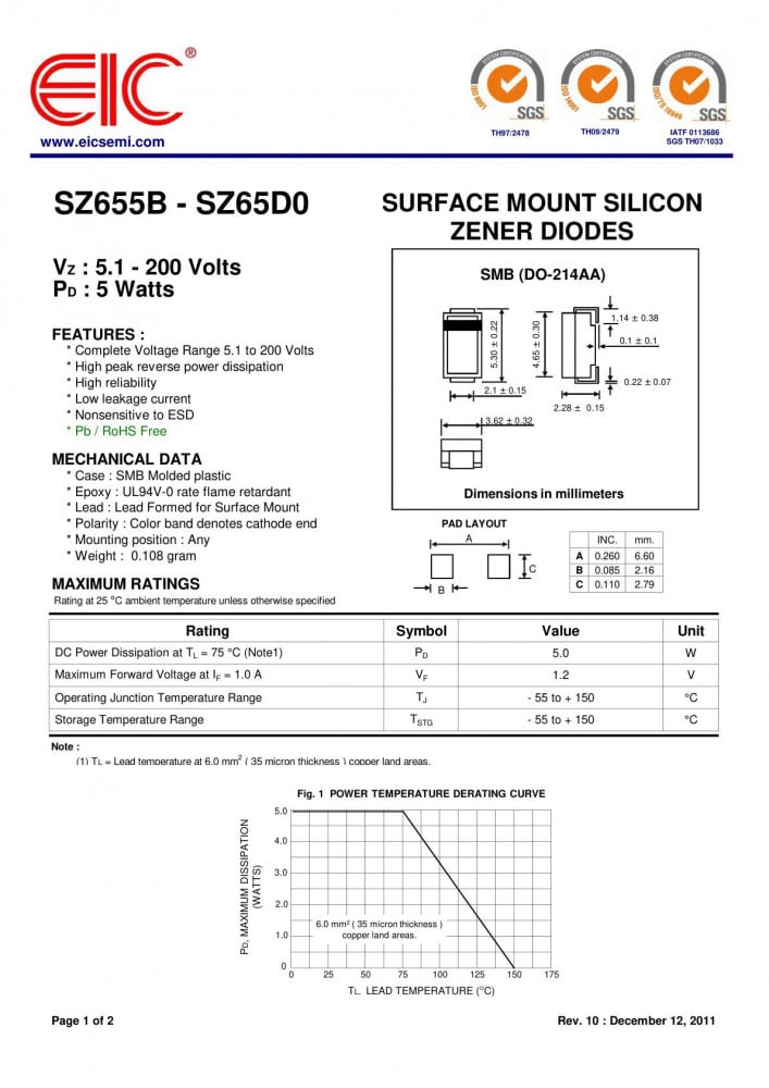EIC SZ6515 datasheet page 1