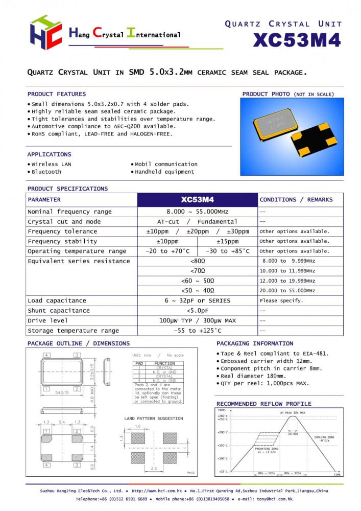 HCI XC53M4 technical document page