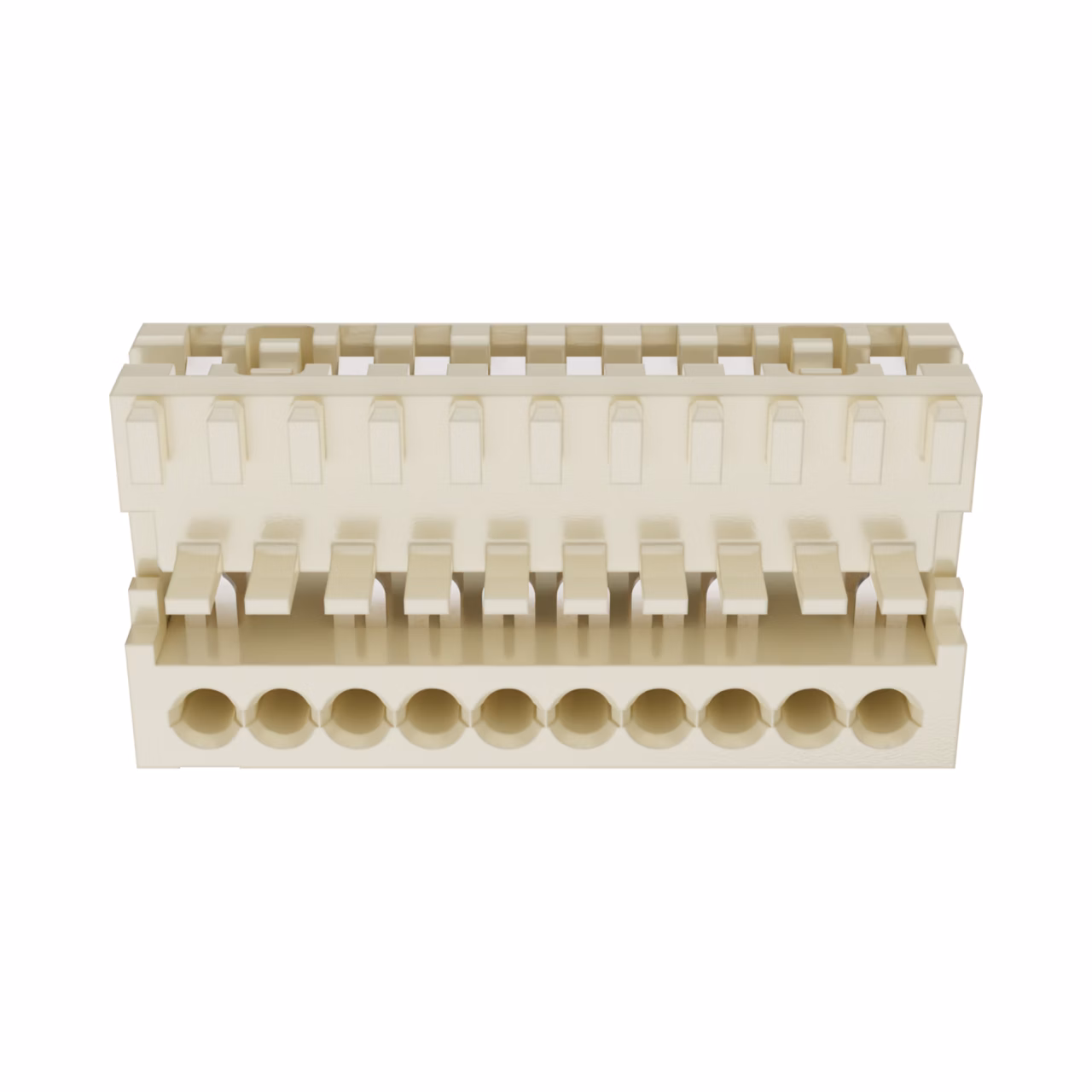Appli-Mate RAST 2.5 Connector, 2.50mm Pitch, Female, 10 Circuits, Circuit 2 and 9 Voided, Latch at Circuit 2 and 9, Open Endwalls, Tin Plating for sale