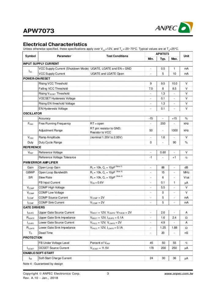 APW7073 datasheet page 3