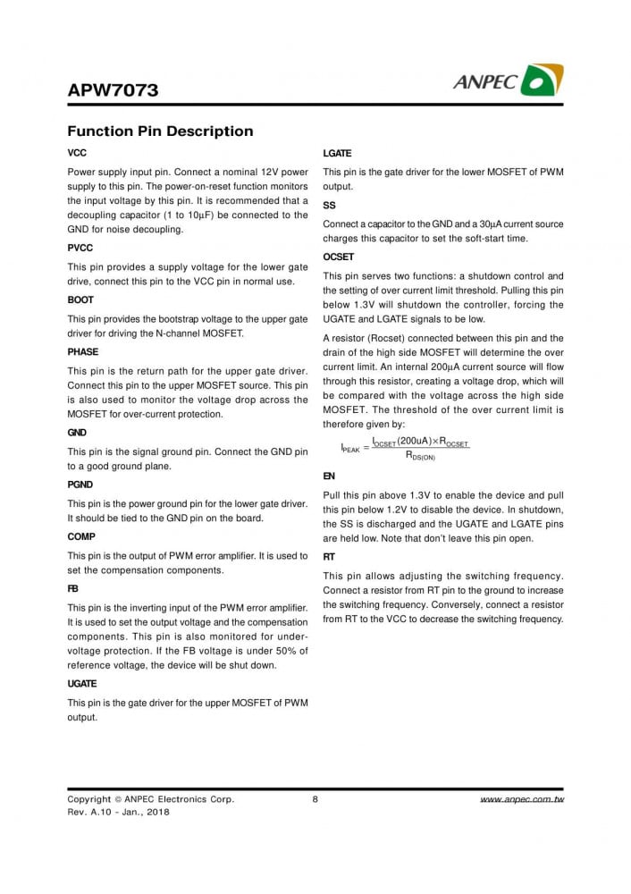 APW7073 datasheet page 8