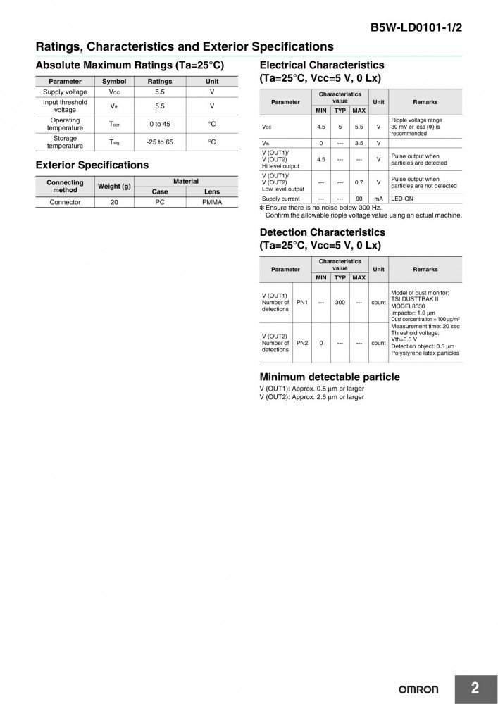 B5W-LD0101-2 technical document page 2