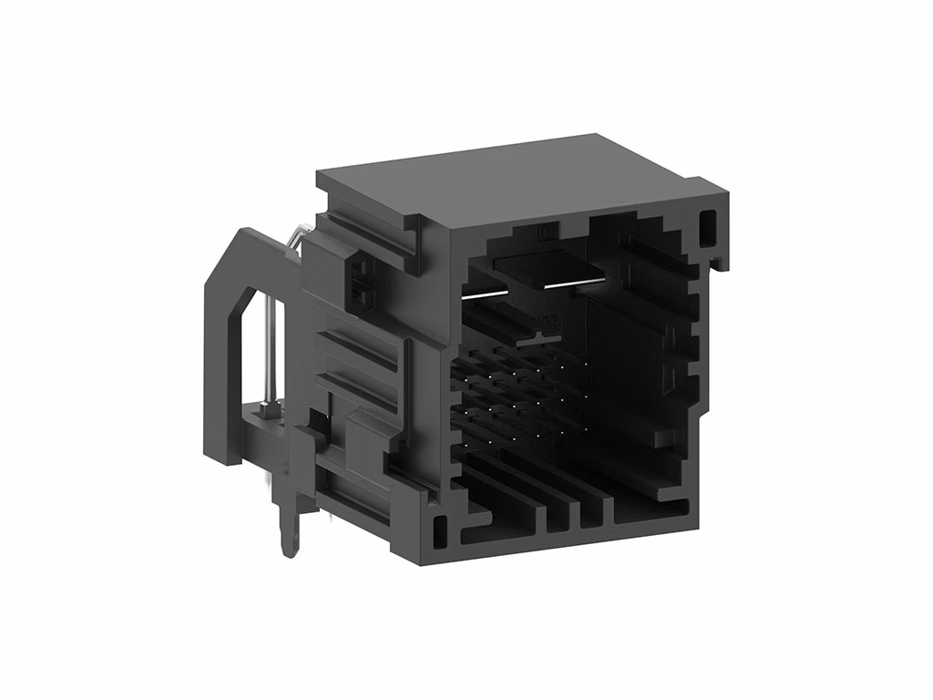 stAK50h Right-Angle Hybrid Header, 12 Circuits, Key 1, Black, Tray