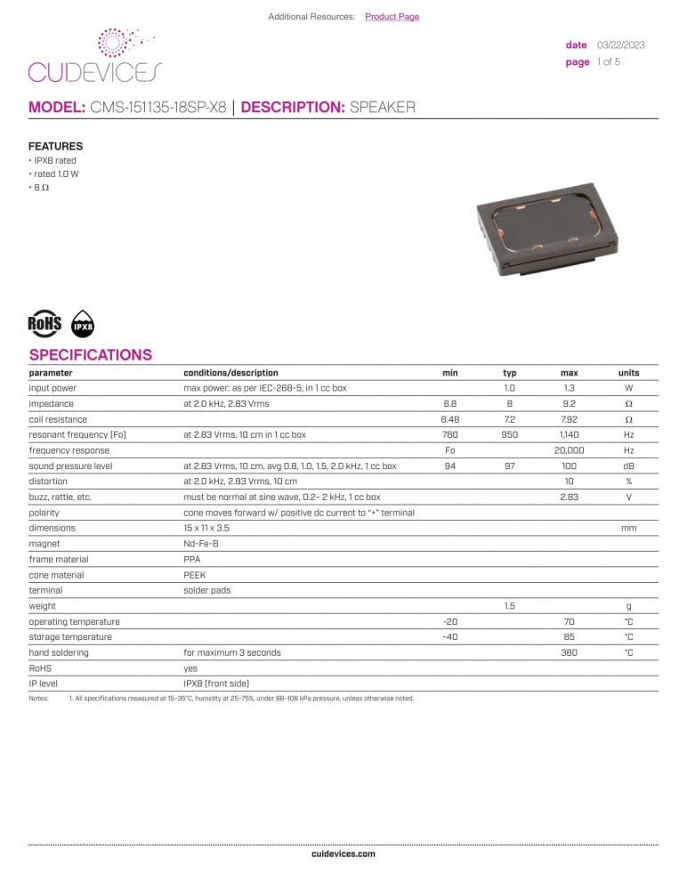 CMS-151135-18SP-X8 datasheet page 1