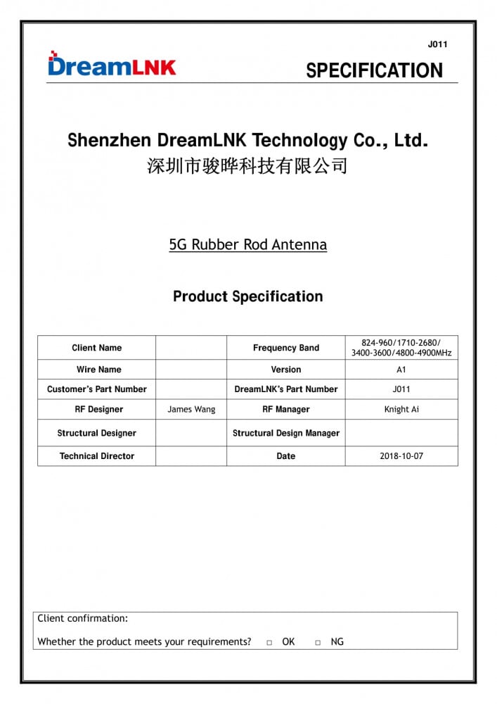 J011-5G technical document page 1
