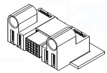 EXTreme Ten60Power Right-Angle Receptacle with Side Guides, 15 Signal Circuits, 7 DC Power Circuits with 3 Voids