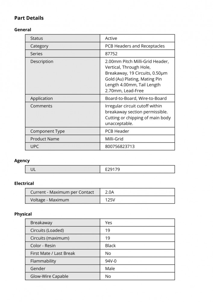 Technical document page 2 for MOLEX 877521921