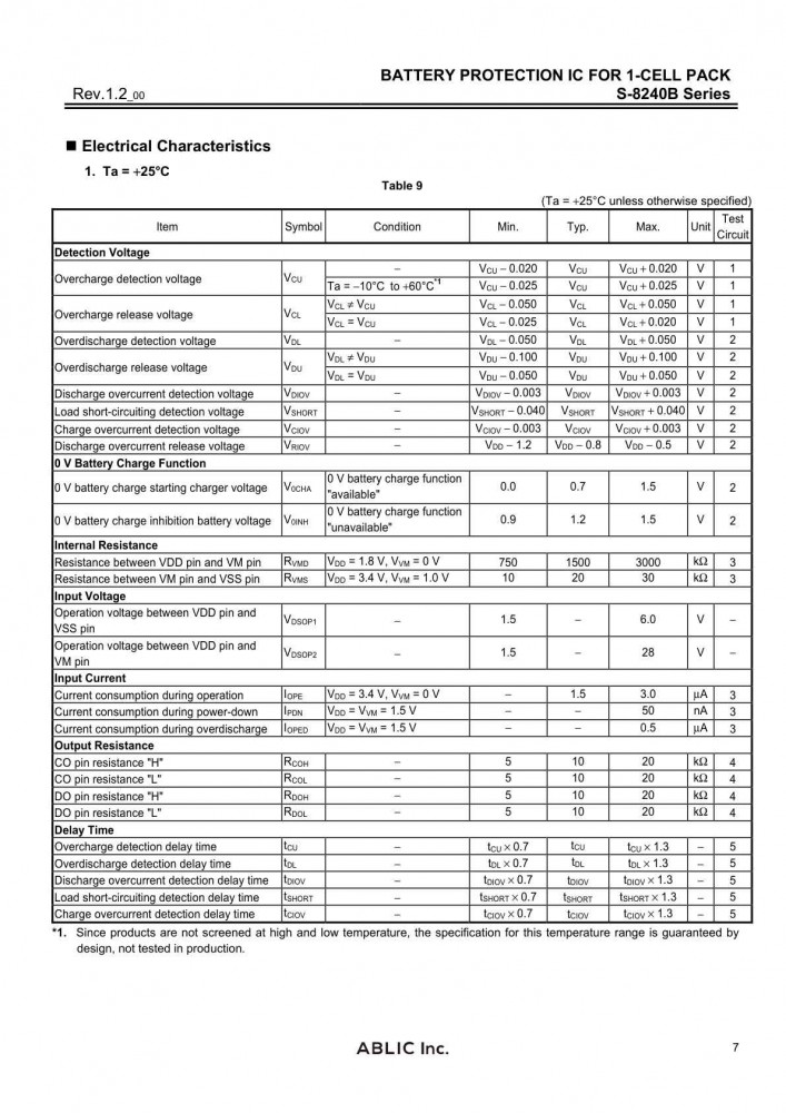 S-8240B datasheet page 7