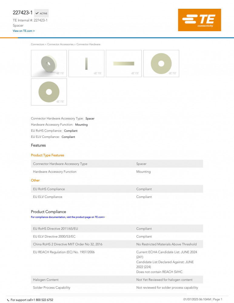 227423-1 technical document page 1