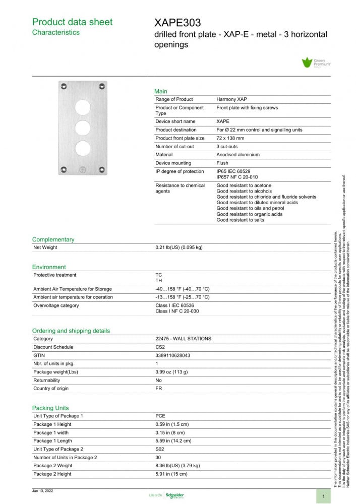 XAPE303 technical documentation page 1