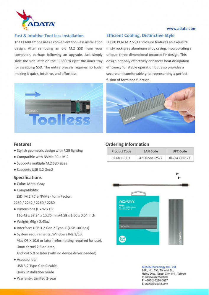 ADATA EC680 product documentation, page 2