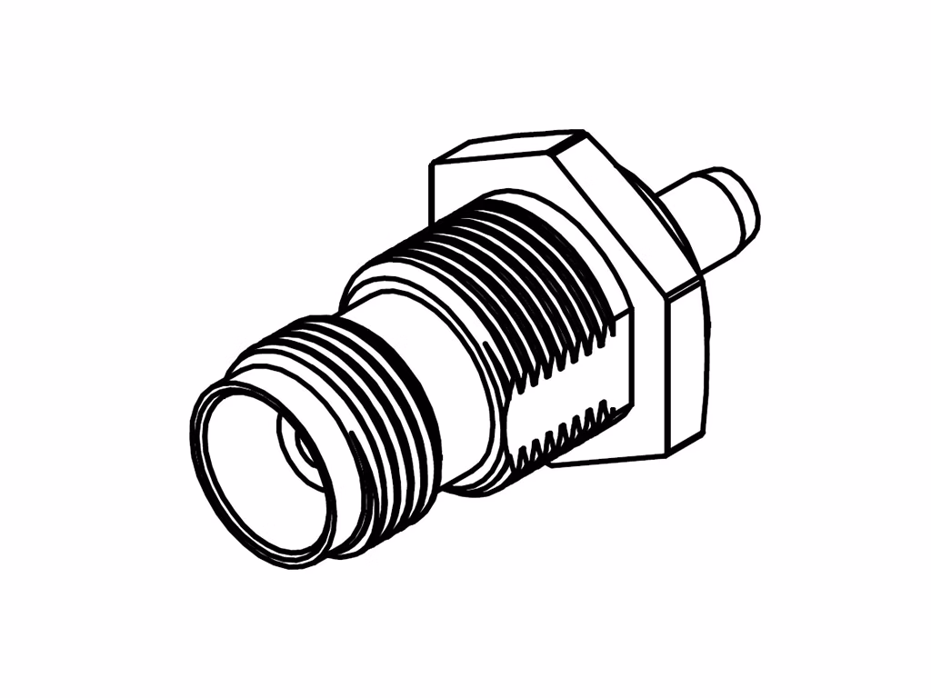 TNC Jack, Straight, 4-Hole Flange Mount, Receptacle, Brass Body, Nickel (Ni) Plated, Solder Cup Contact, Tray, 50 Ohms