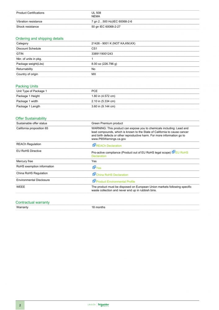 9001KR8P38LRR technical document page 2