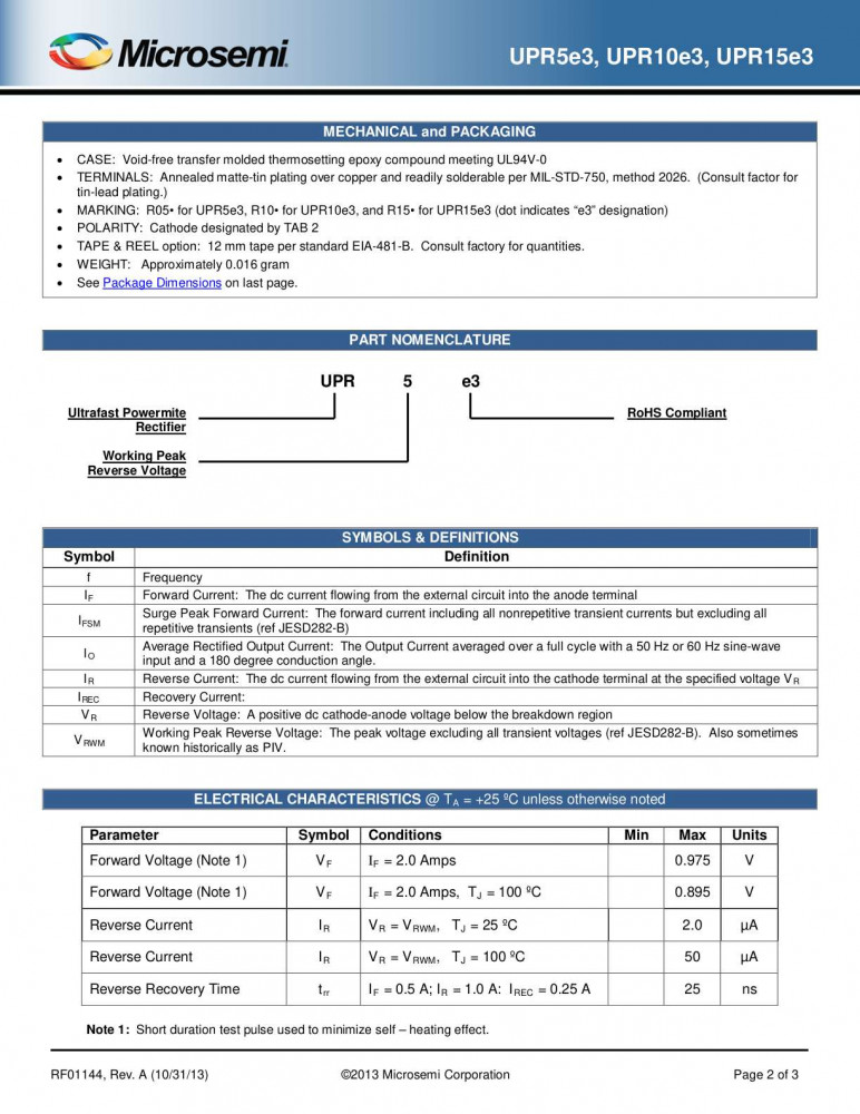 UPR10E3/TR7 datasheet page 2
