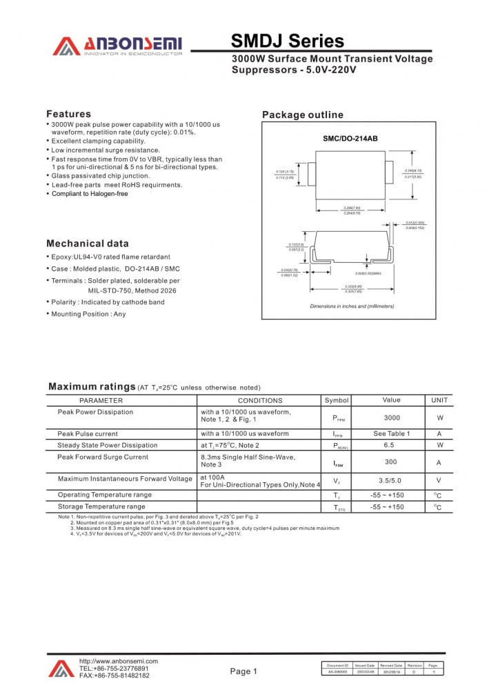 AnBon SMDJ series datasheet page 1