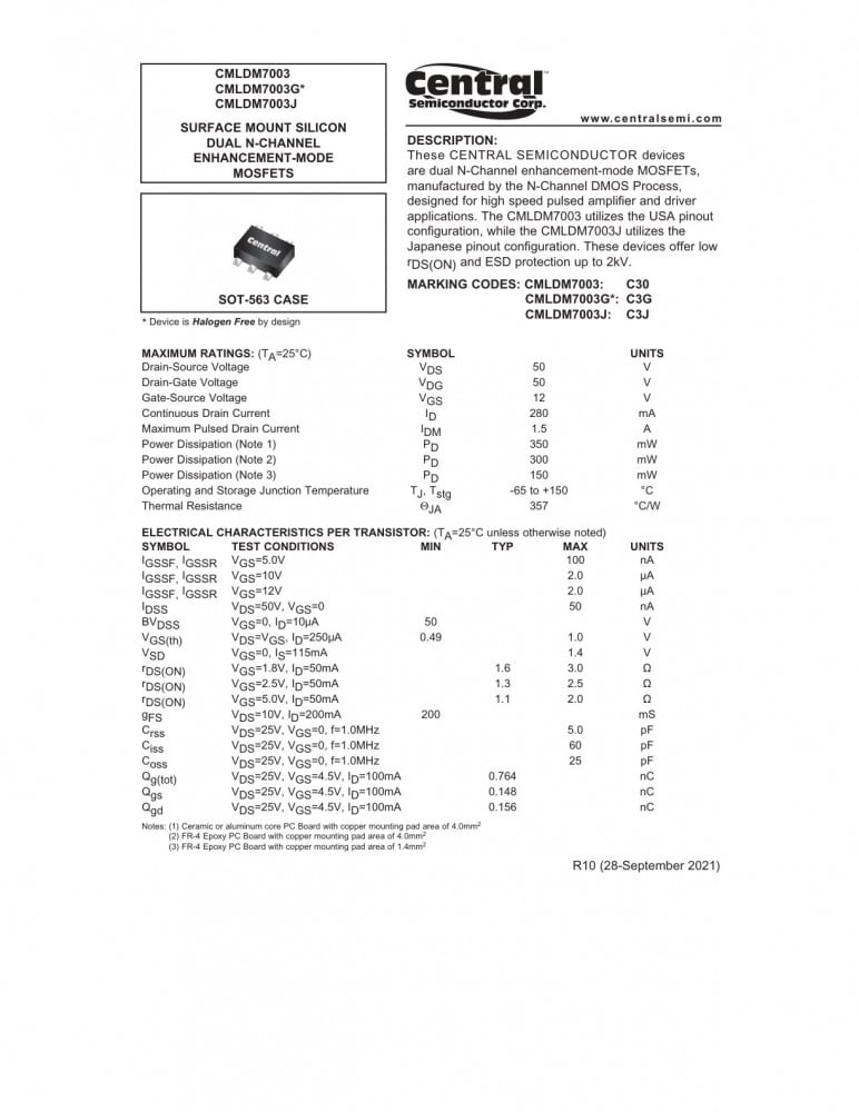 CMLDM7003 datasheet page 1