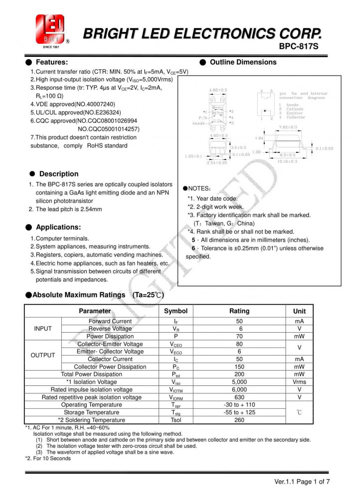 BPC-817SB datasheet page 2