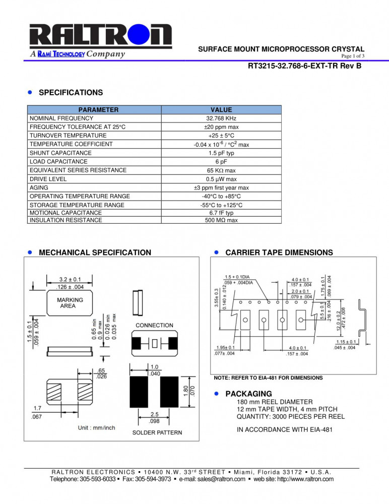 RT3215-32.768-7-TR technical document page 1