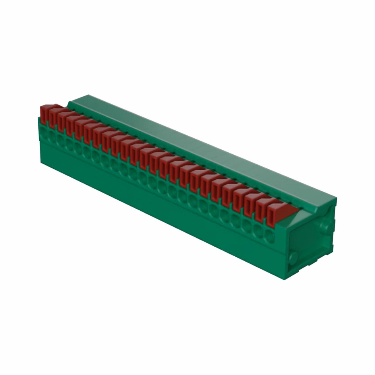 2.54mm Pitch, Eurostyle Fixed-Mount Push-Button Terminal Block, Horizontal, 6A, 26-18 AWG, Green, 24 Circuits for sale