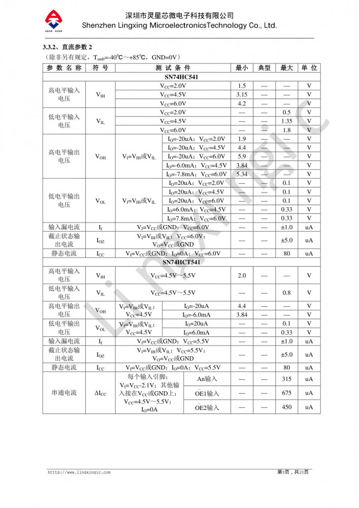 SN74HC541 datasheet page 9