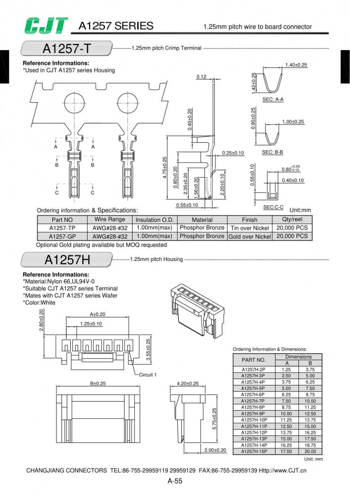 CJT A1257 series technical document page 2