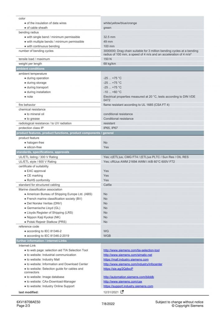 6XV18708AE50 technical document page 2