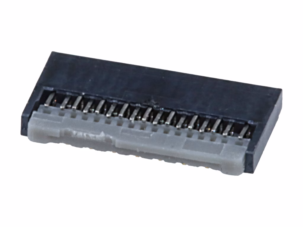 Easy-On Back Flip FPC Connector with Lock Terminal, 0.30mm Pitch, LA75 Series, Right-Angle, Surface Mount, Dual Contact Style, 0.75mm Height, 16 Circuits