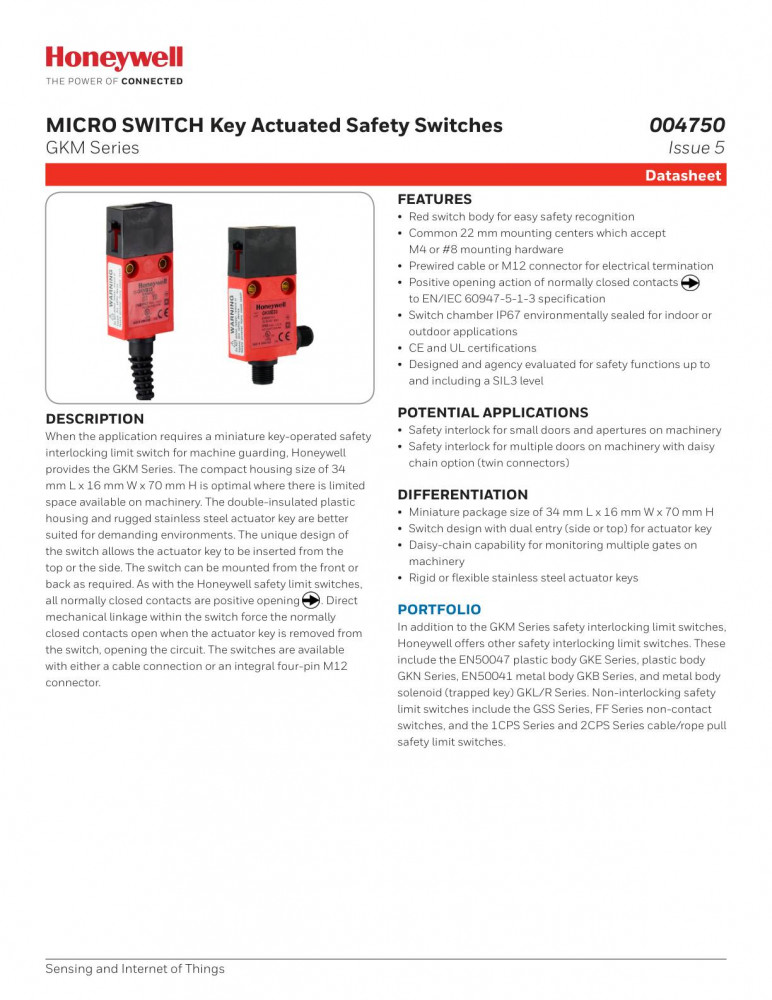 Honeywell GKMB13 datasheet page 1