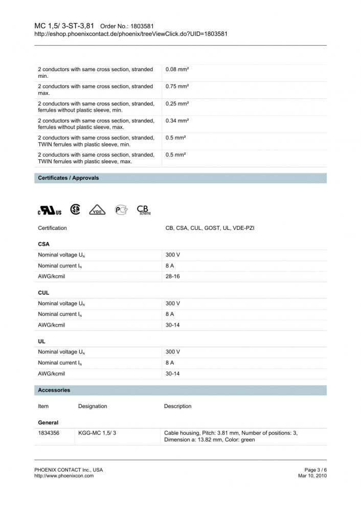 Phoenix Contact 1803581 technical document page 3
