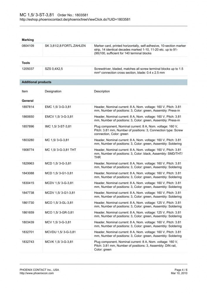 Phoenix Contact 1803581 technical document page 4