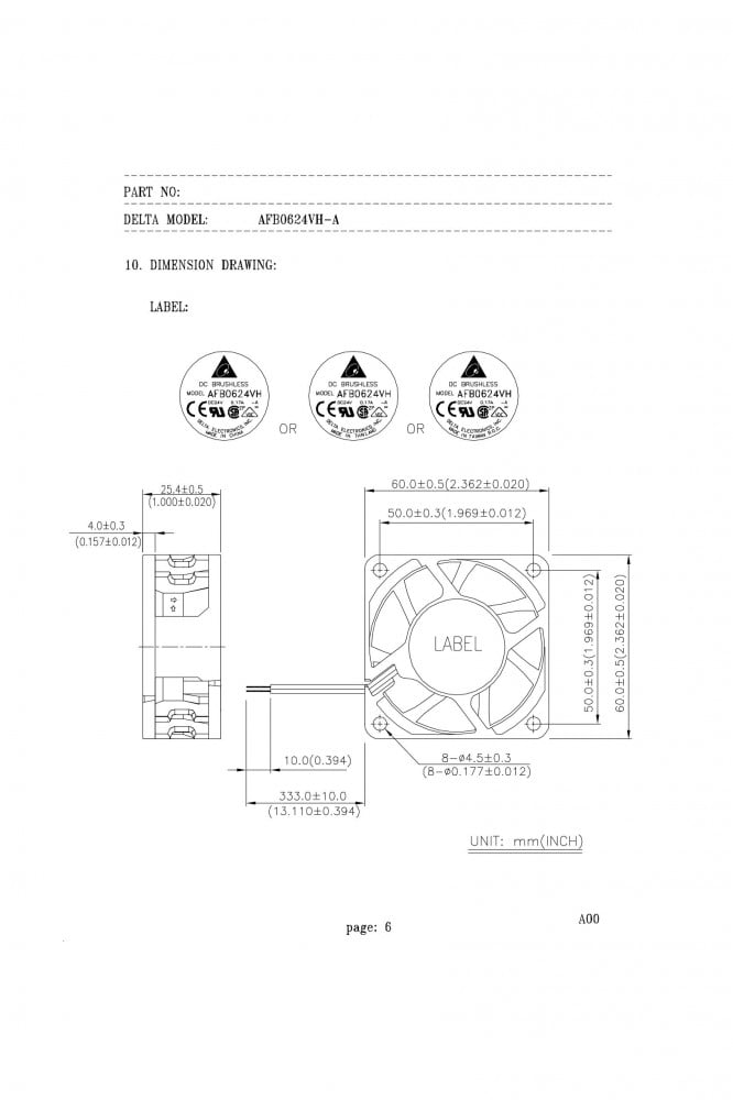 AFB0624VH-A approval notes