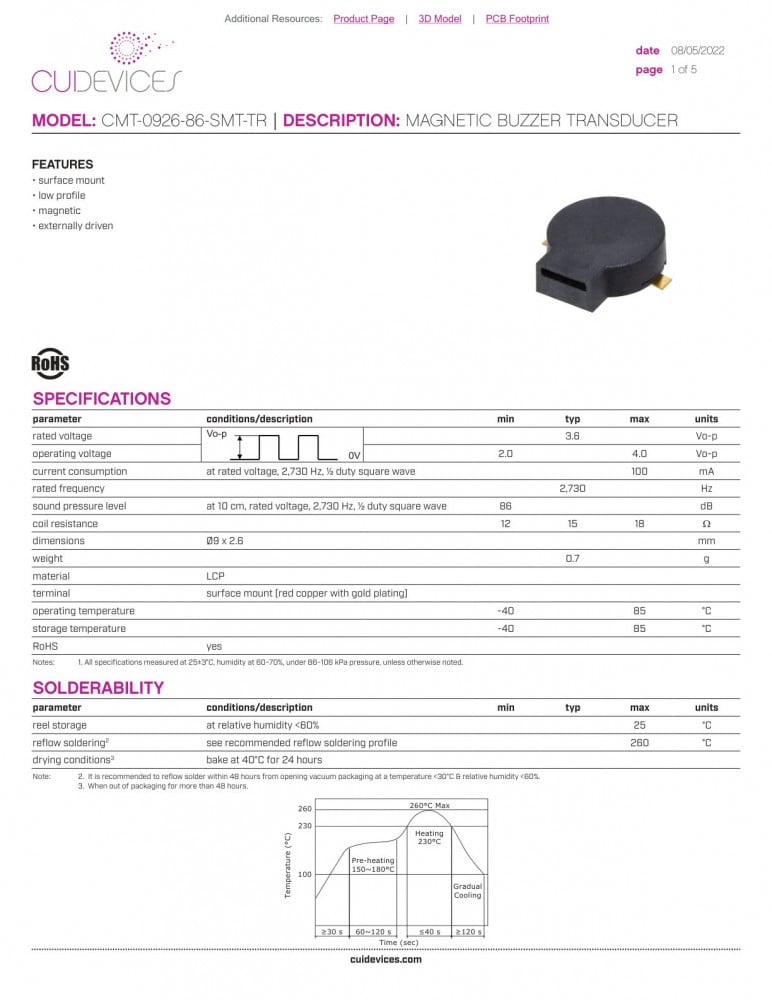 CMT-0926-86-SMT-TR datasheet page 1