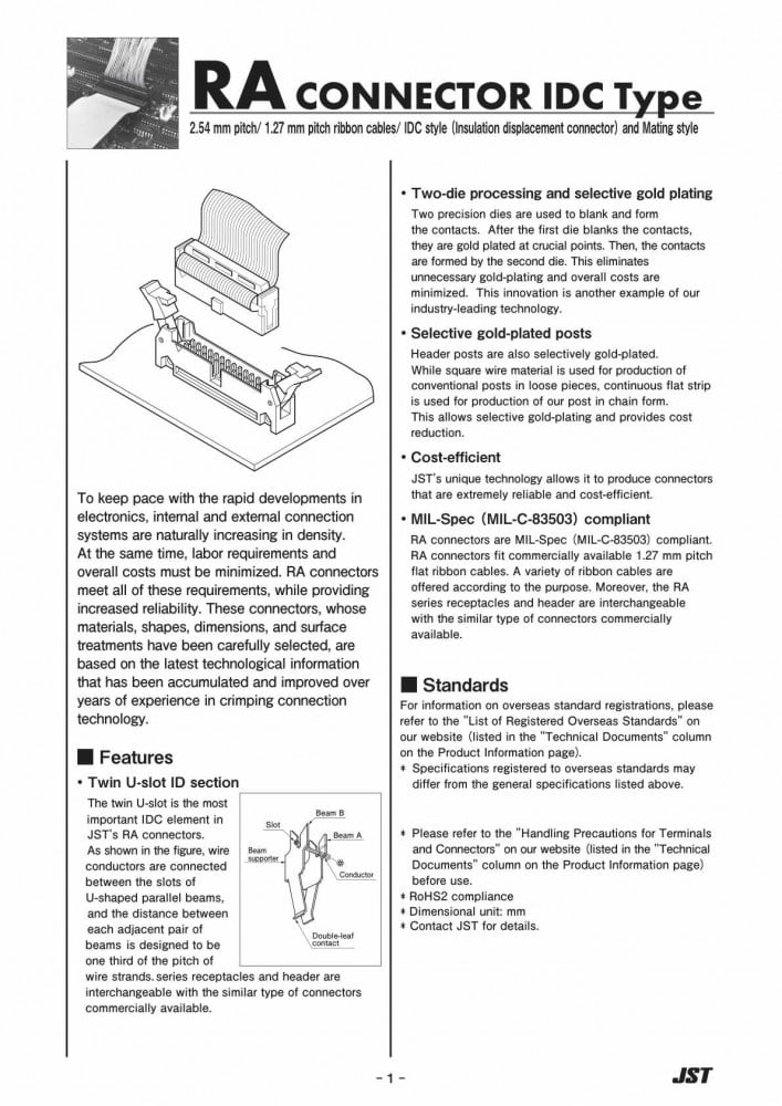JST RA connector documentation page 1