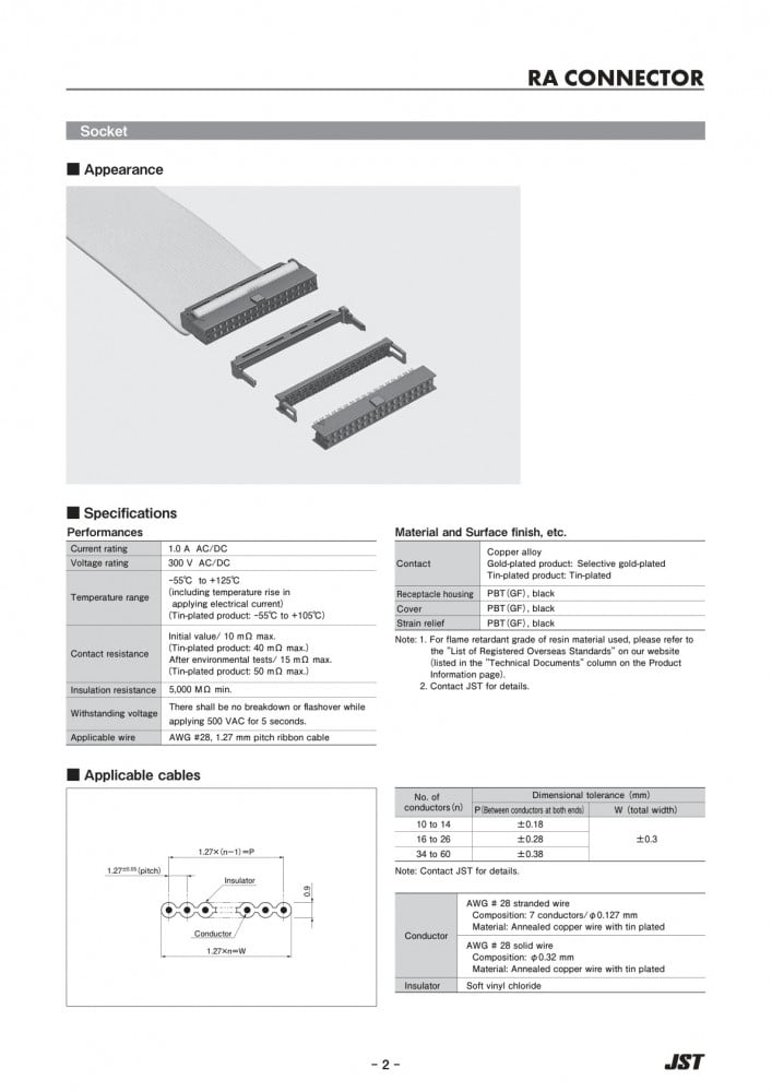 JST RA connector documentation page 2