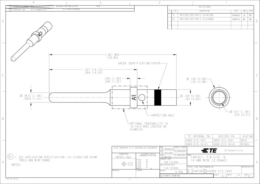 TE Connectivity 0460-215-16141 technical document page