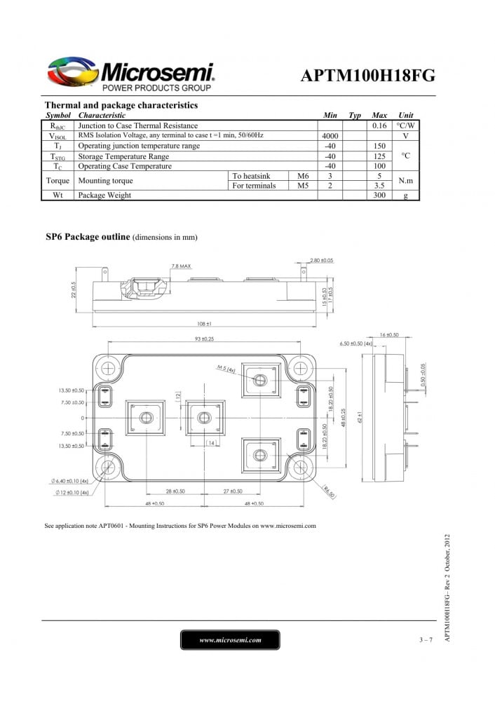 APTM100H18FG datasheet page 3