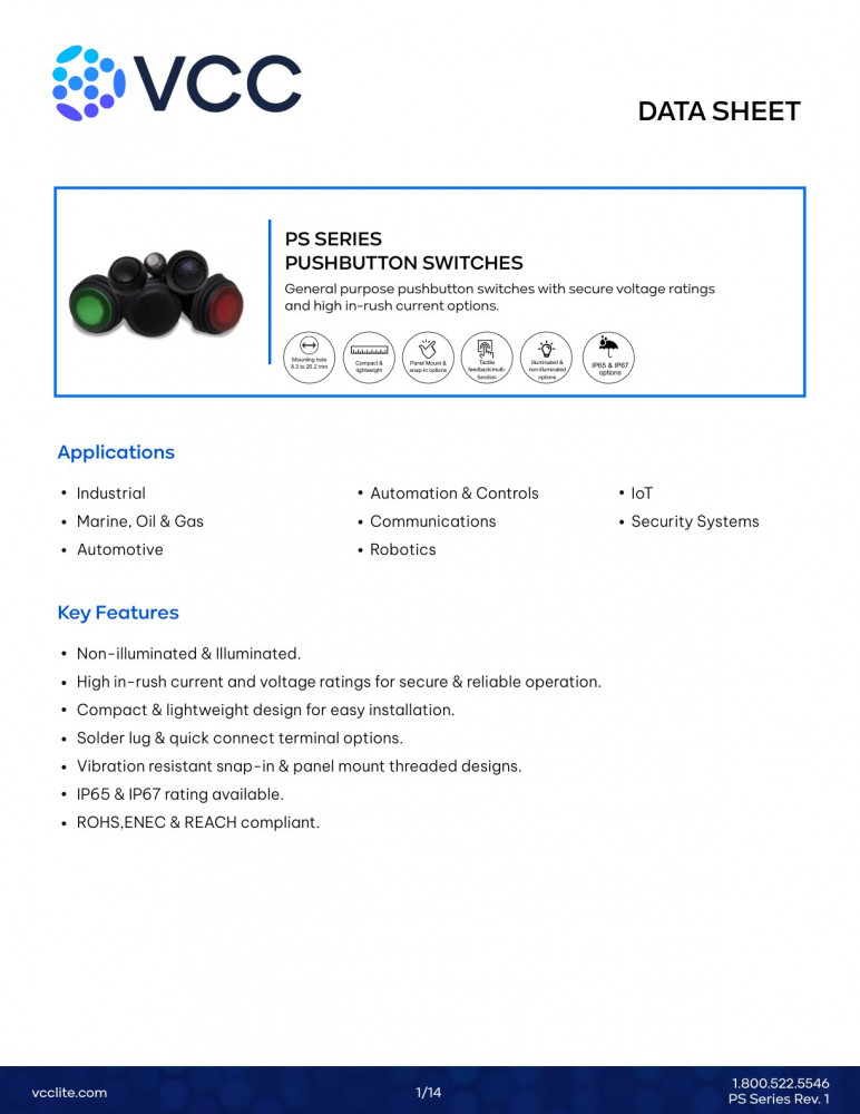 VCC PS Series documentation page 1