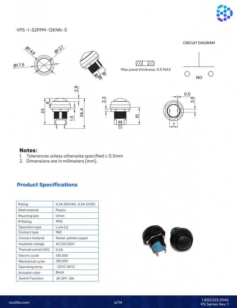 VCC PS Series documentation page 6