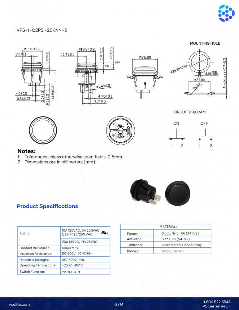 VCC PS Series documentation page 8