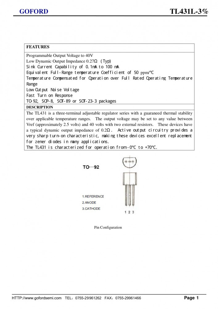 TL431L-3% datasheet page 1