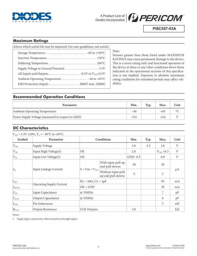 PI6C557-03AQEX datasheet page 7