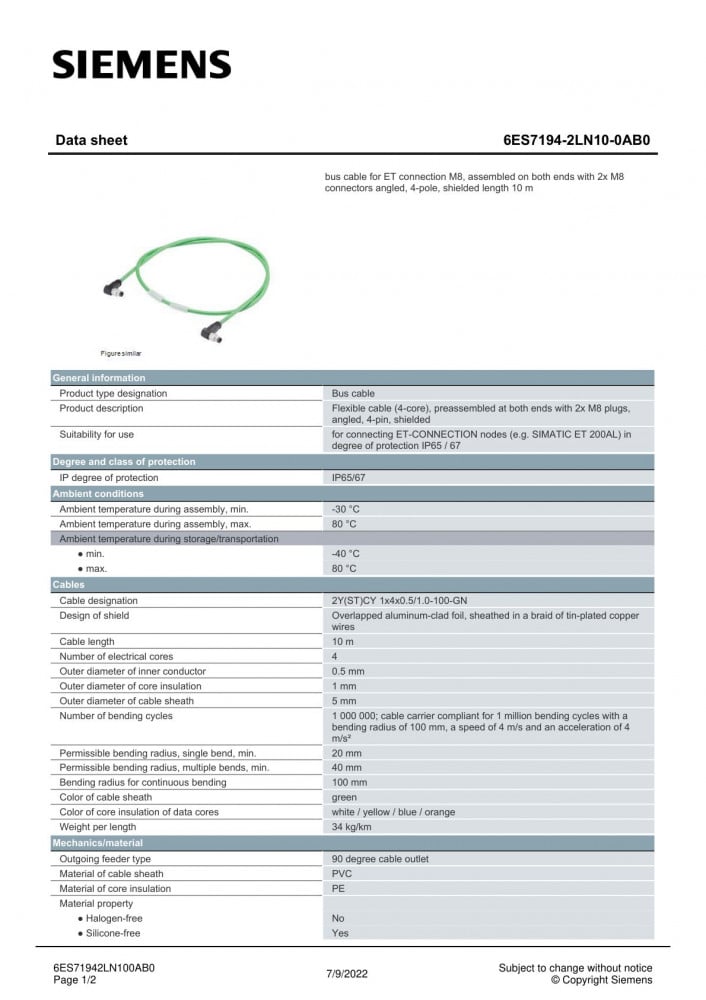 SIEMENS 6ES71942LN100AB0 datasheet page 1